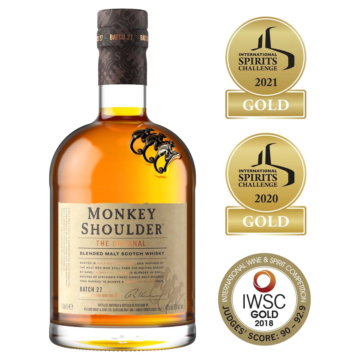 Monkey Shoulder Blended Malt Scotch Whisky 1L